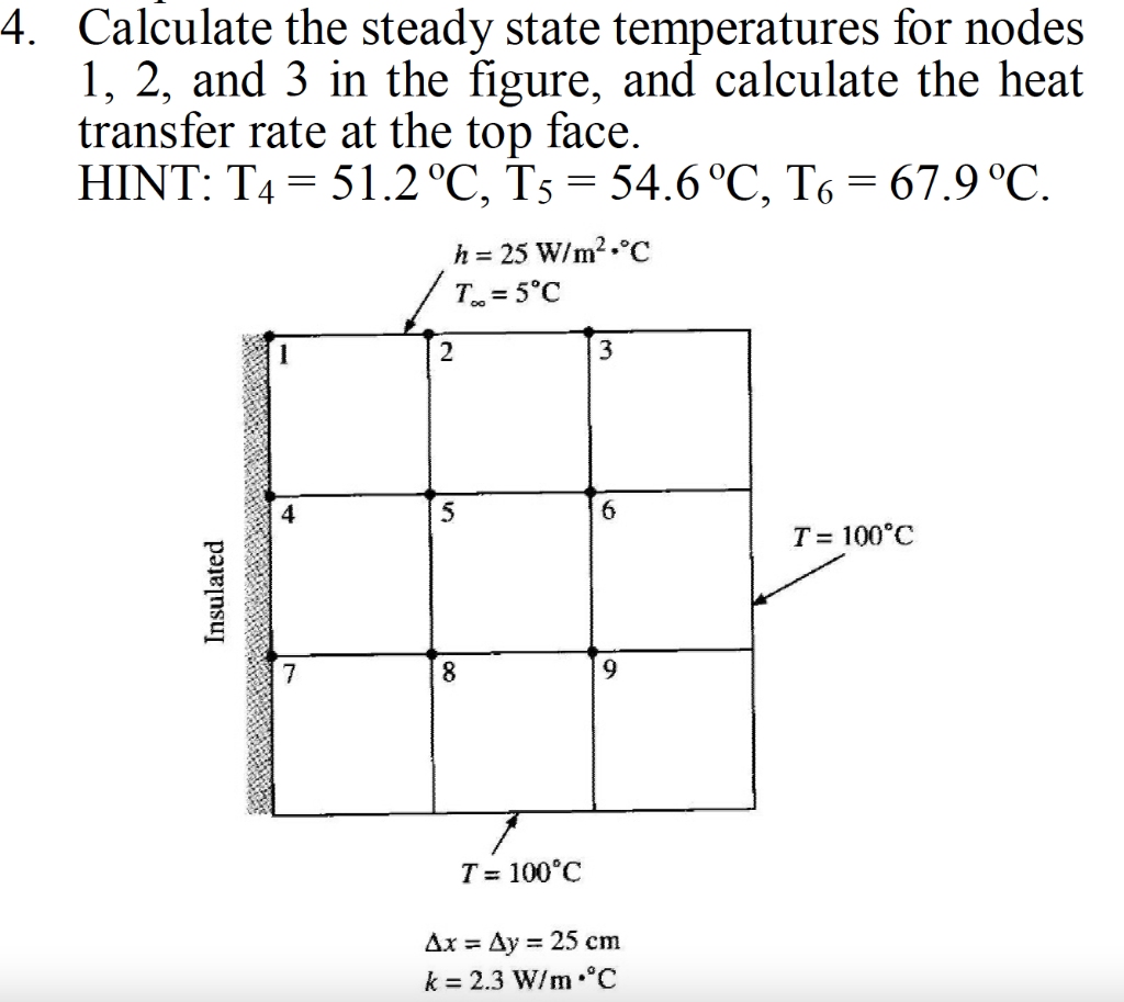 Solved 4. Calculate the steady state temperatures for nodes | Chegg.com