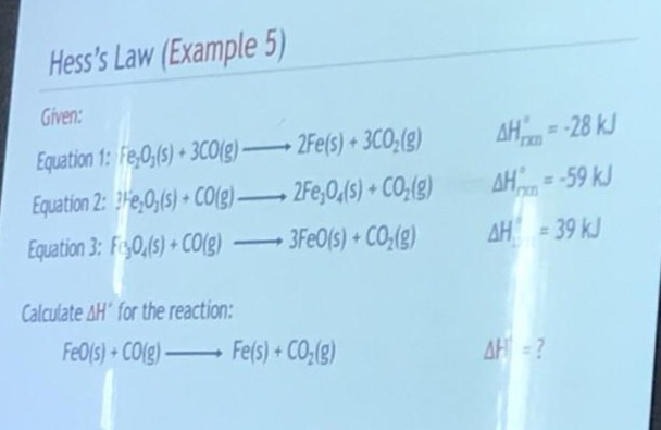Solved Hess's Law (Example 5) Given: Equation 1: | Chegg.com