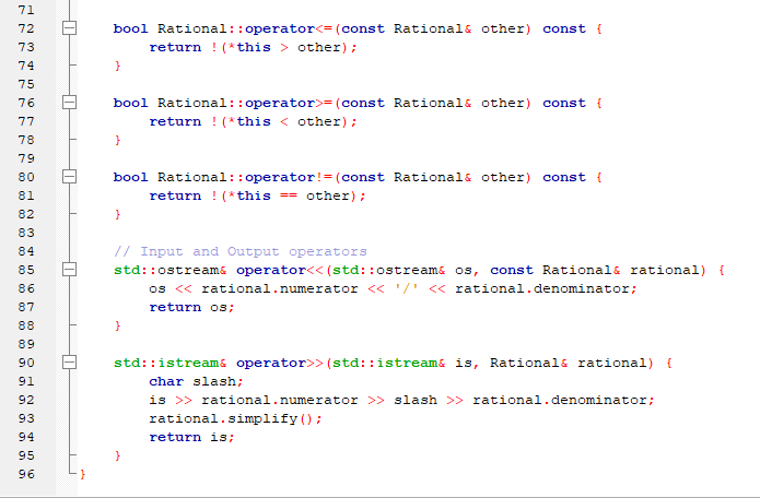 Solved I need to write a rational number class program with | Chegg.com