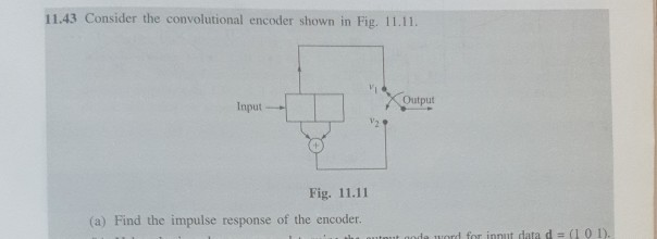 Solved 11.43 Consider the convolutional encoder shown in | Chegg.com