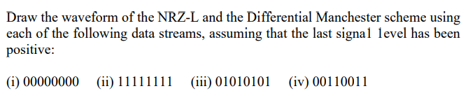 Solved Draw the waveform of the NRZ-L and the Differential | Chegg.com