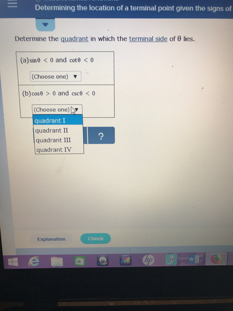 Solved Determining the location of a terminal point given | Chegg.com