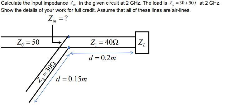 Solved Calculate the input impedance Zin in the given | Chegg.com