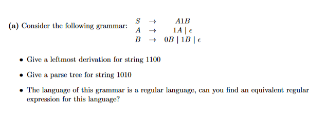 Solved (a) Consider the following grammar: | Chegg.com