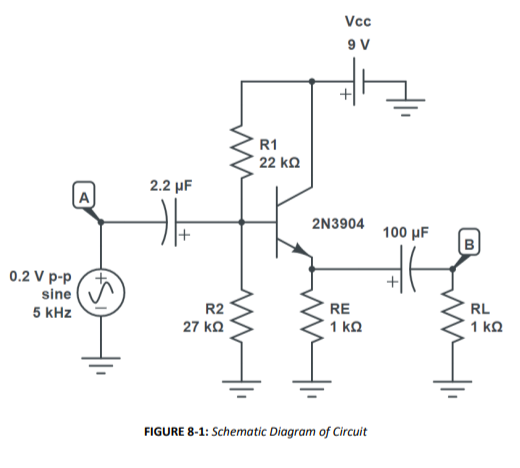 Solved Design a common-collector amplifier circuit (similar | Chegg.com