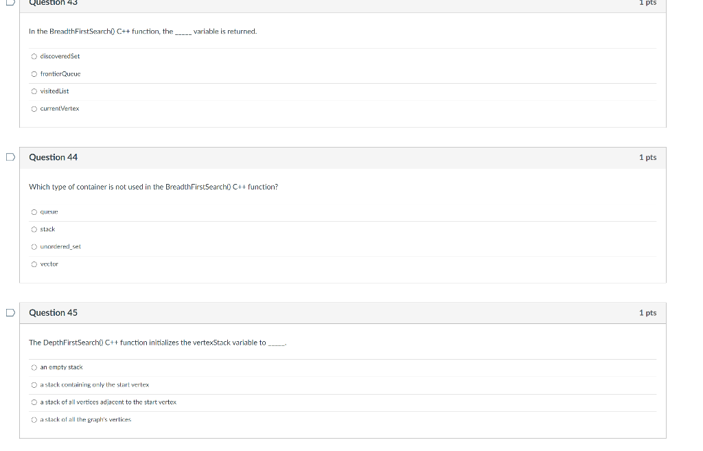 Solved In the BreadthFirstSearch() C++ function, the | Chegg.com