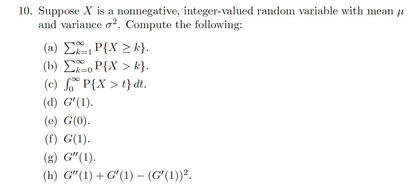 10. Suppose X is a nonnegative, integer-valued random | Chegg.com