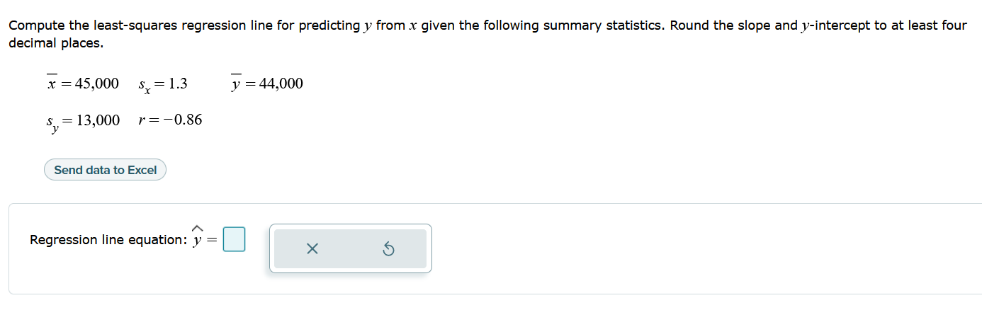 Compute the least-squares regression line for | Chegg.com