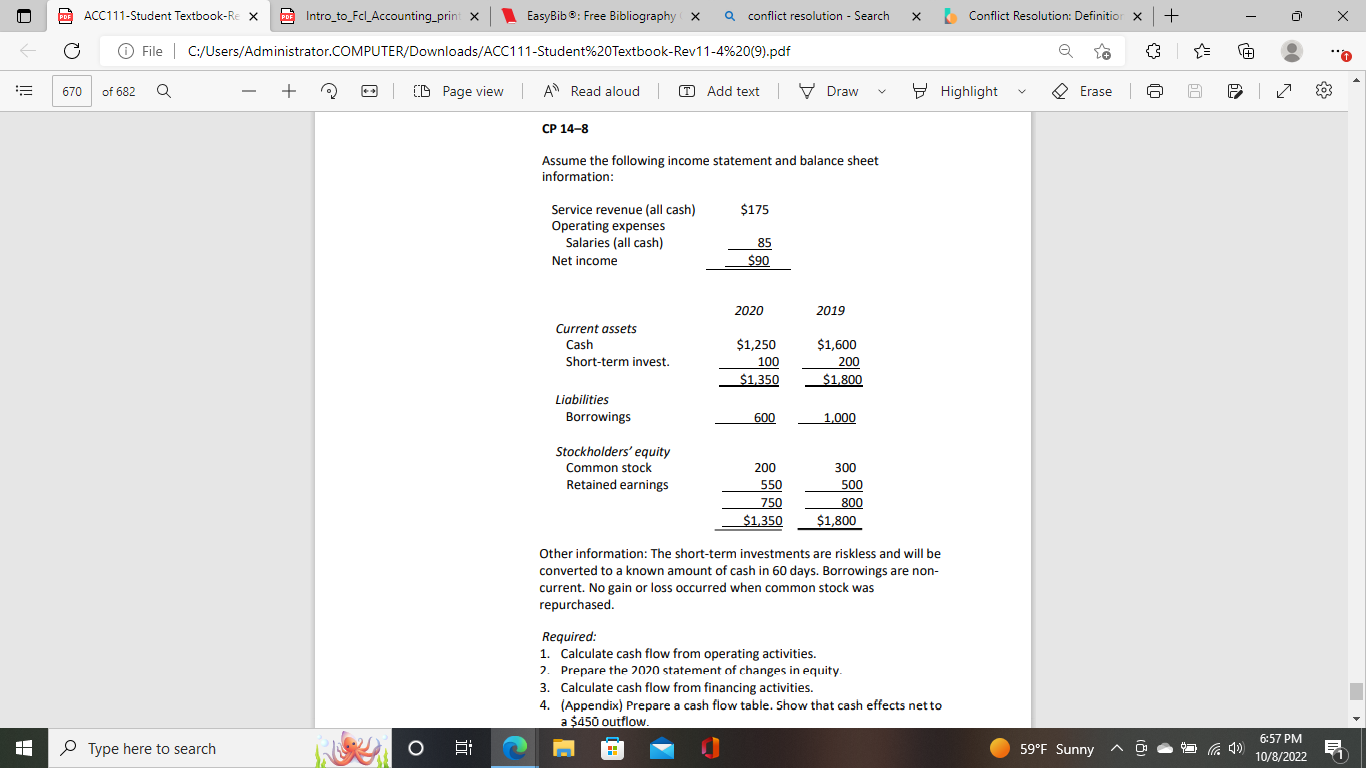 Assume the following income statement and balance | Chegg.com
