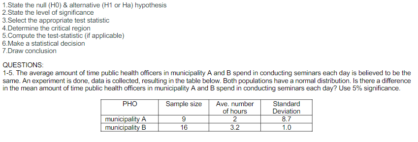 Solved 1.State the null (HO) & alternative (H1 or Ha) | Chegg.com