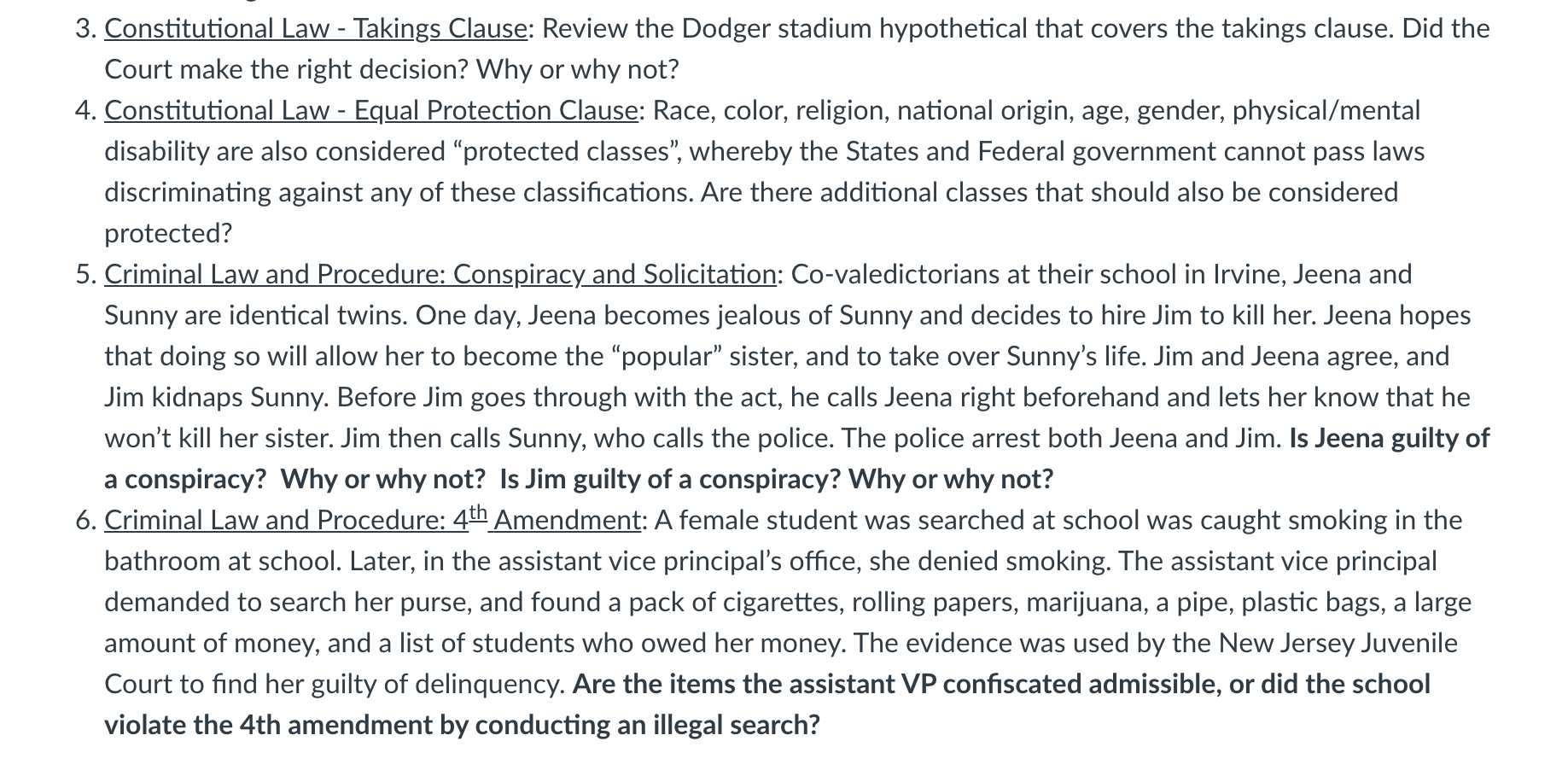 3. Constitutional Law - Takings Clause: Review the | Chegg.com