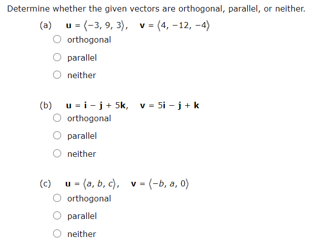 Solved Determine Whether The Given Vectors Are Orthogonal