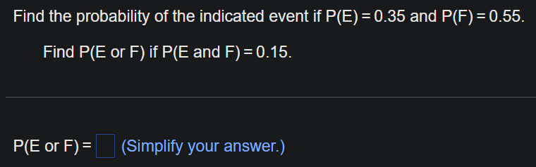 Solved Find the probability of the indicated event if | Chegg.com