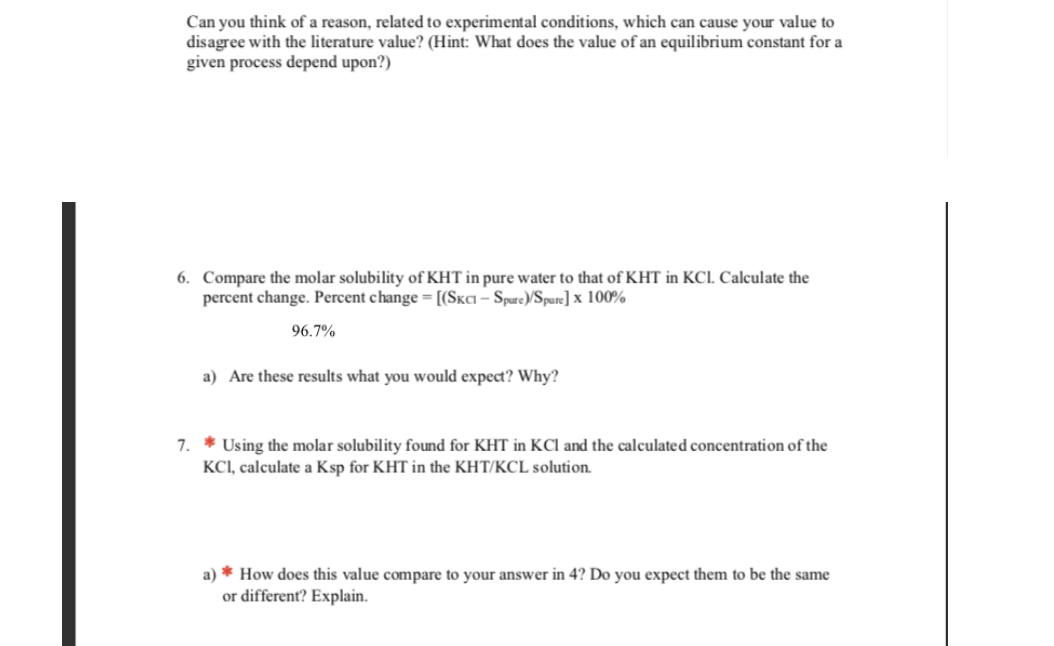 Solved Data Day 1 - Solution preparation Mass of KCl | Chegg.com
