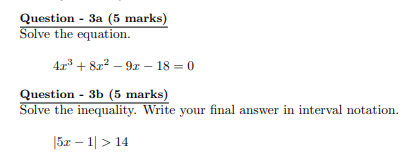 Solved Question - 3a (5 marks) Solve the equation. 4.r3 + | Chegg.com
