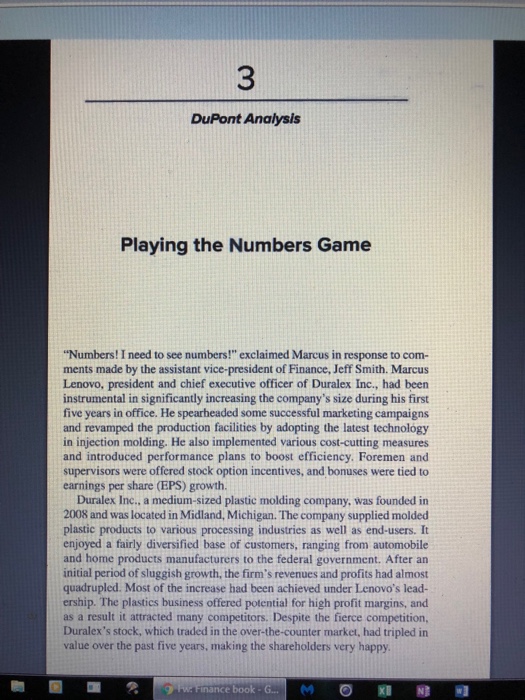 Solved 3 DuPont Analysis Playing the Numbers Game Numbers! I | Chegg.com