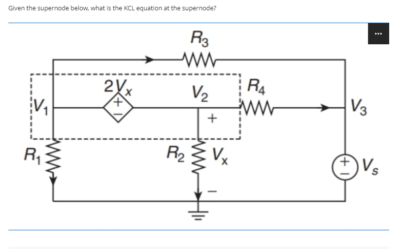 Solved Given the supernode below, what is the KCL equation | Chegg.com