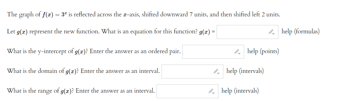 Solved The graph of f(x)=3x is reflected across the x-axis, | Chegg.com