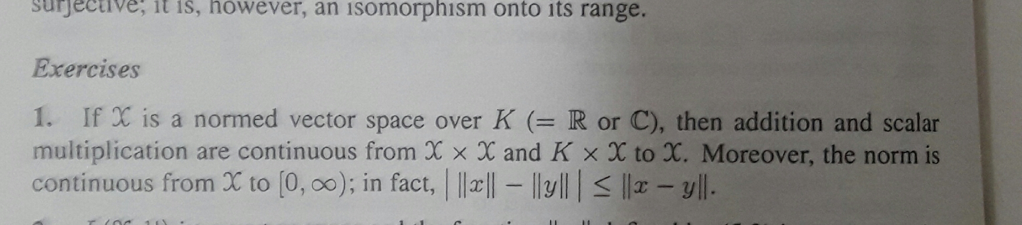 Exercises 1. If X is a normed vector space over K(=R | Chegg.com