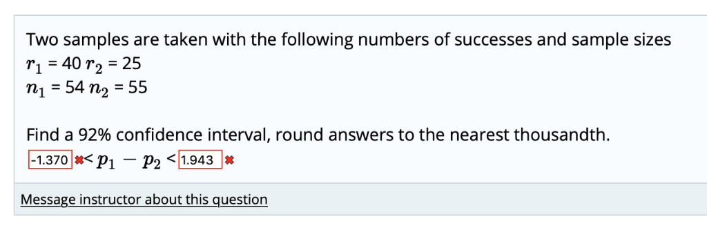 Solved Two samples are taken with the following numbers of | Chegg.com