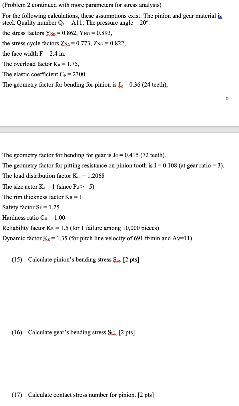 (Problem 2 continued with more parameters for stress | Chegg.com