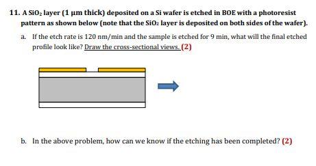 Solved 11. A SiO2 layer (1 pm thick) deposited on a Si wafer | Chegg.com