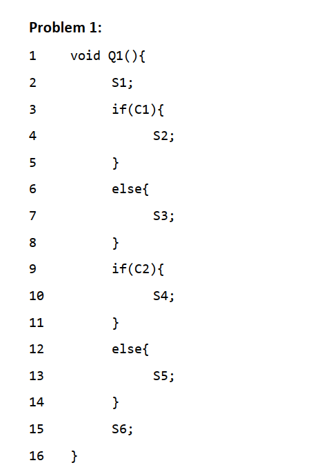 Solved Example: 1. void Q0() if (C1) S1 if (C2) { 6 S2; | Chegg.com