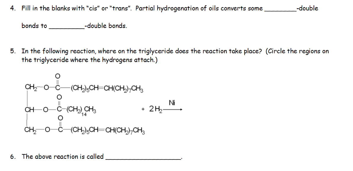 Solved 4. Fill in the blanks with "cis" or "trans". Partial | Chegg.com
