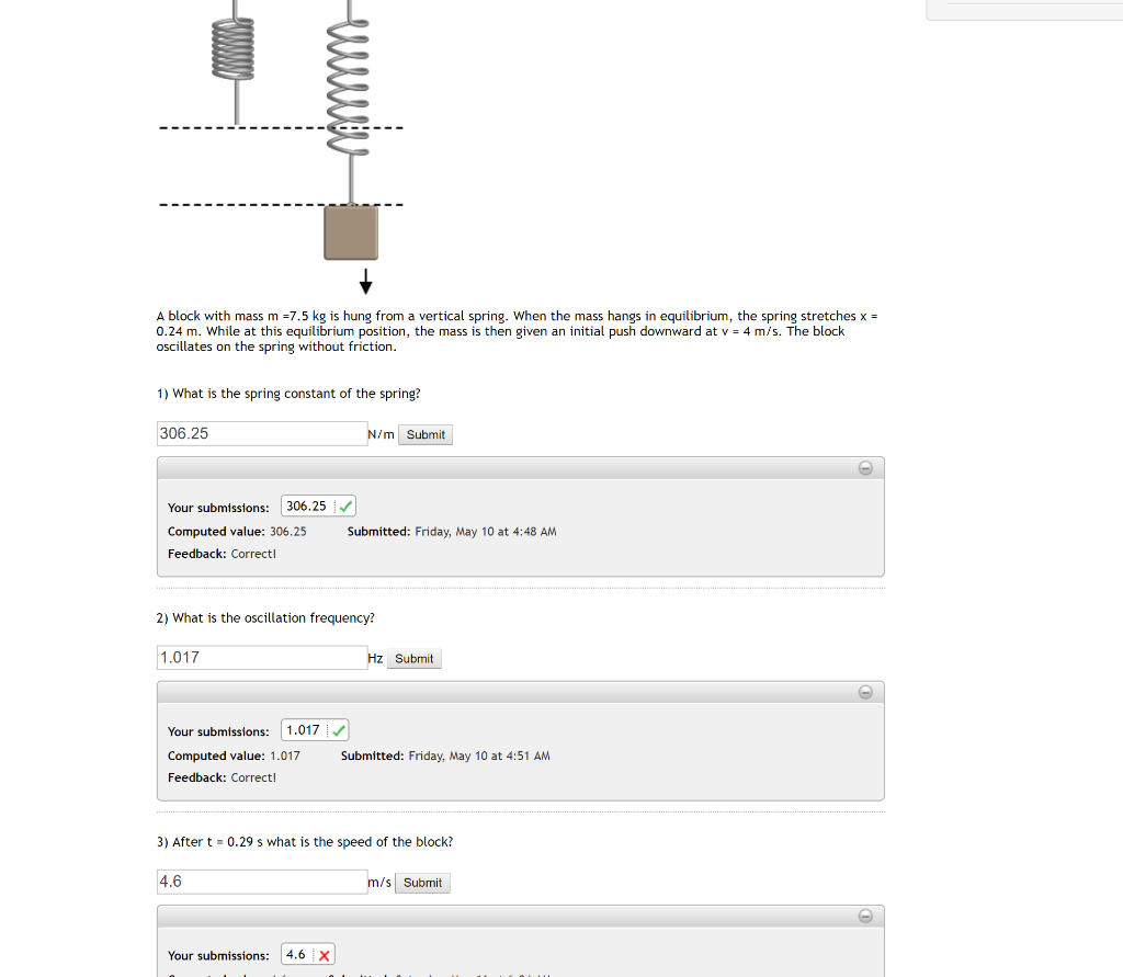Solved A block with mass m =7.5 kg is hung from a vertical | Chegg.com