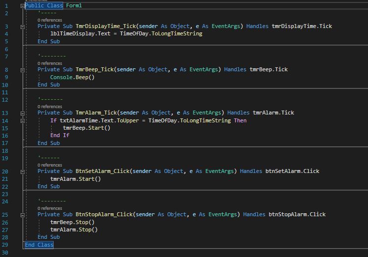 Solved 1 Public Class Form1 O references Private Sub | Chegg.com