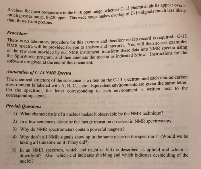 Solved Spectroscopy 2 Carbon-13 NMR: Nuclear Magnetic | Chegg.com