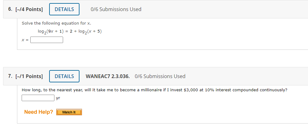Solved 6. [-14 Points] DETAILS 0/6 Submissions Used Solve | Chegg.com
