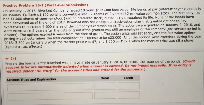 Solved Practice Problem 16-1 (Part Level Submission) On | Chegg.com Solved Practice Problem 16-1 (Part Level Submission) On | Chegg.com
