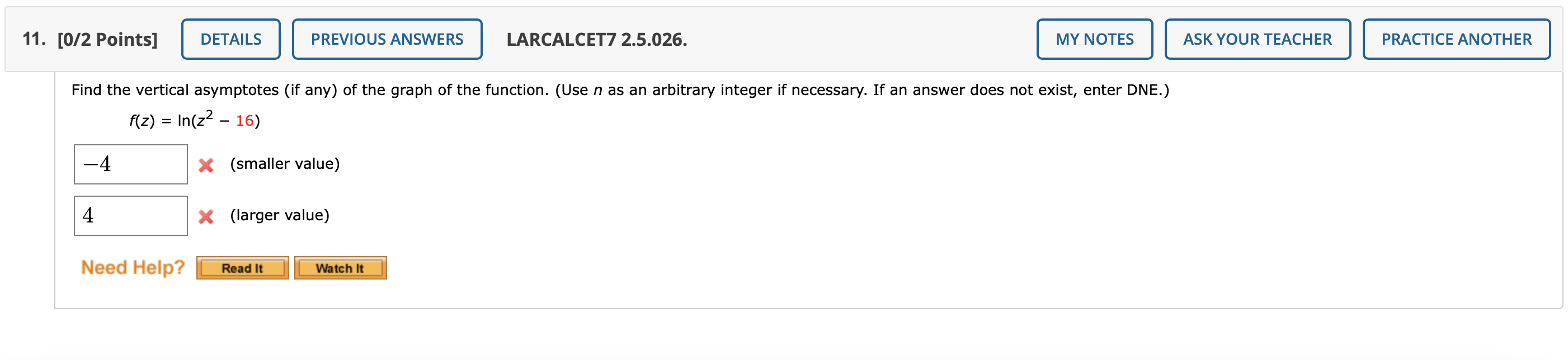 Solved 7. [0/2 points) DETAILS PREVIOUS ANSWERS LARCALCET7 | Chegg.com Solved 7. [0/2 points) DETAILS PREVIOUS ANSWERS LARCALCET7 | Chegg.com