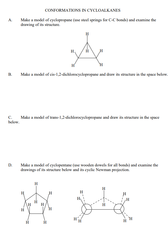 Solved CONFORMATIONS IN CYCLOALKANES Make a model of | Chegg.com