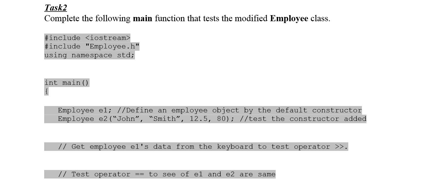 Solved Lab Assignment - Employee class (part 1): (In | Chegg.com
