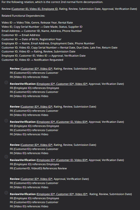 Solved r the following relation, which is the correct 2 nd | Chegg.com