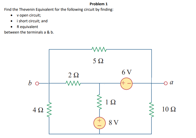 Solved Problem 1 Find the Thevenin Equivalent for the | Chegg.com