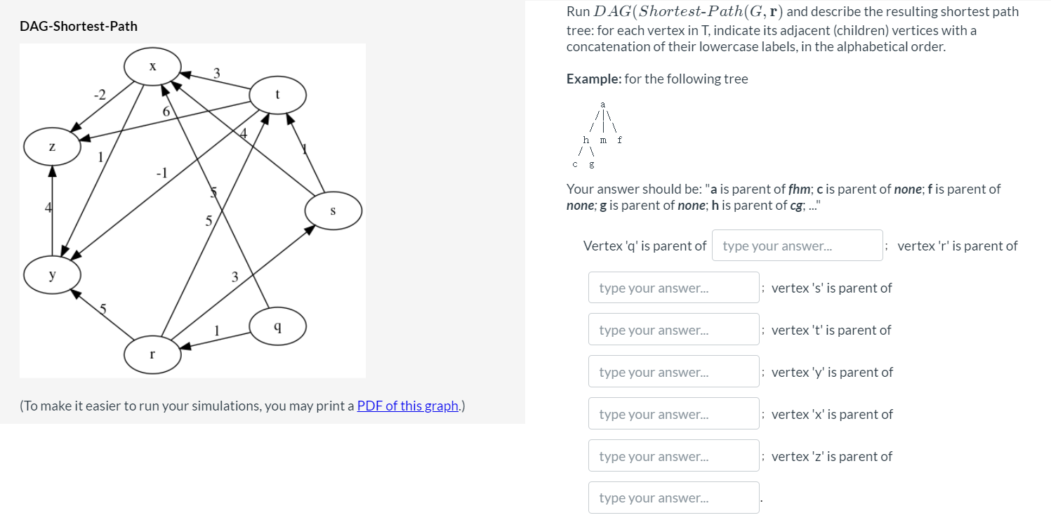 Solved Run DFS(G), and use the result to order the vertices | Chegg.com