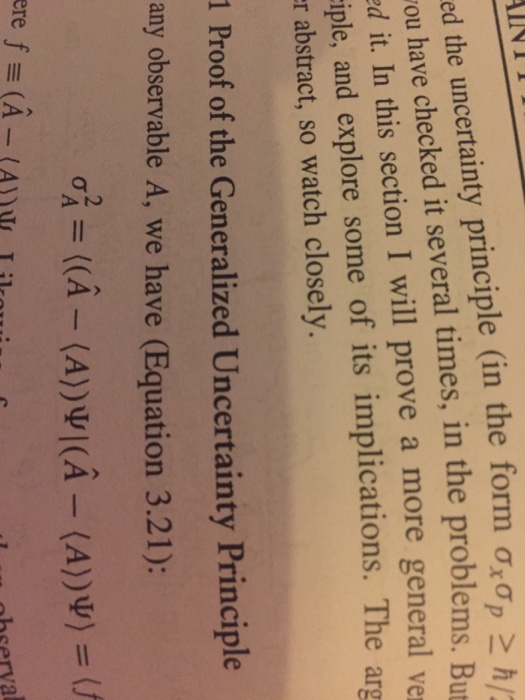 The uncertainty principle (in the form sigma_x | Chegg.com