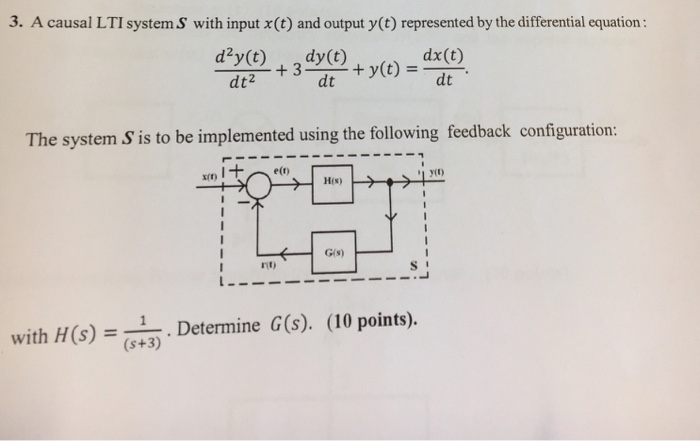 Solved 3. A causal LTI system S with input x(t) and output y | Chegg.com