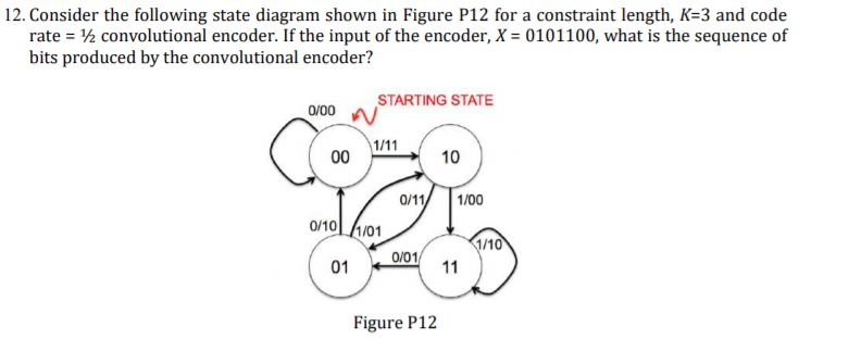 Solved 12. Consider the following state diagram shown in | Chegg.com