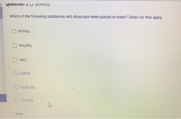 Solved Which of the following substances will dissociate | Chegg.com
