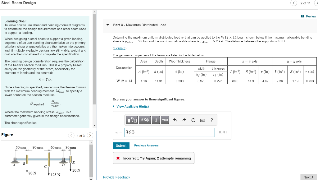 Solved Steel Beam Design