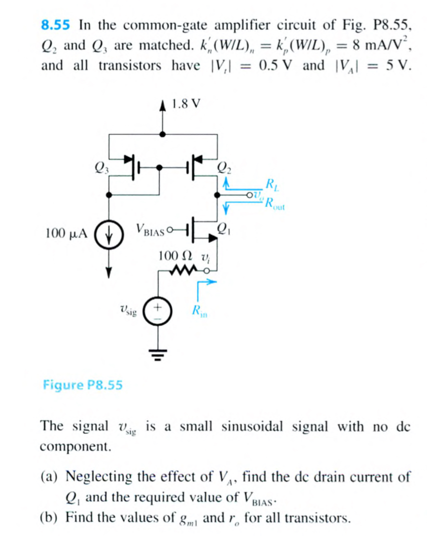 Solved 8.55 In the common-gate amplifier circuit of Fig. | Chegg.com