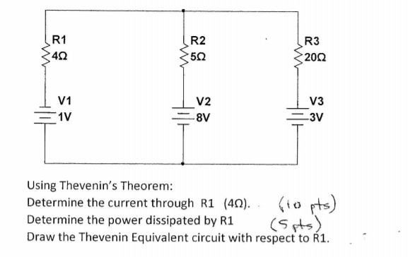 Solved R1 402 R2 522 R3 200 V1 1V Hole V2 -8V V3 -3V Using | Chegg.com