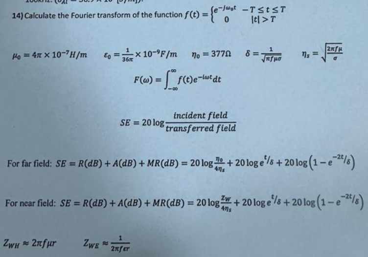 Solved Calculate the Fourier transform of the function | Chegg.com
