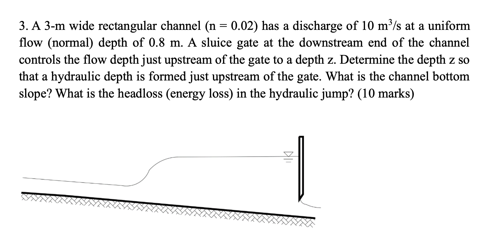 Solved = 3. A 3-m wide rectangular channel (n = 0.02) has a | Chegg.com