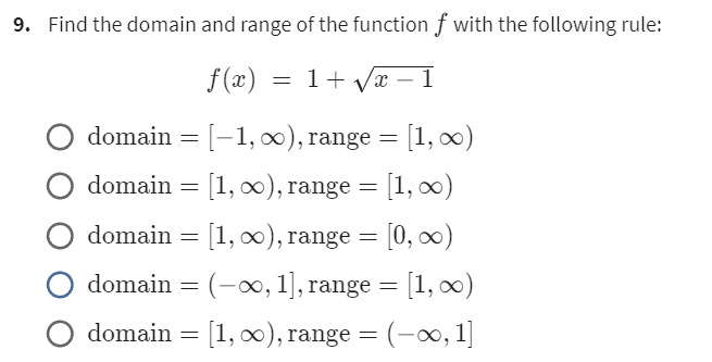 Solved Find the domain and range of the function f ﻿with the | Chegg.com