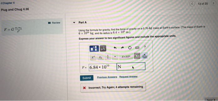 Solved (Chapter4 13 of 25> Plug and Chug 4.36 ㎜Review Part A | Chegg.com